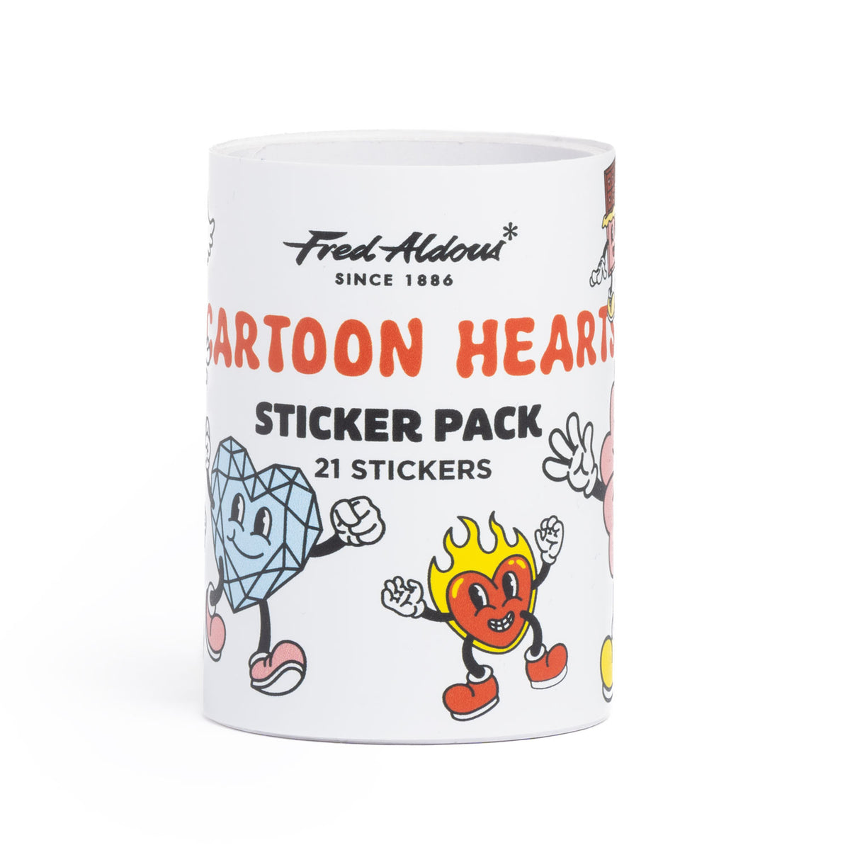 Fred Aldous Cartoon Heart Sticker Pack