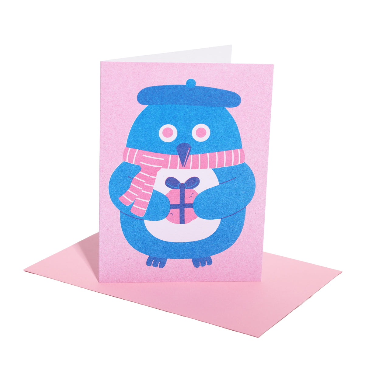 Gifting Penguin Riso Card — Fred Aldous
