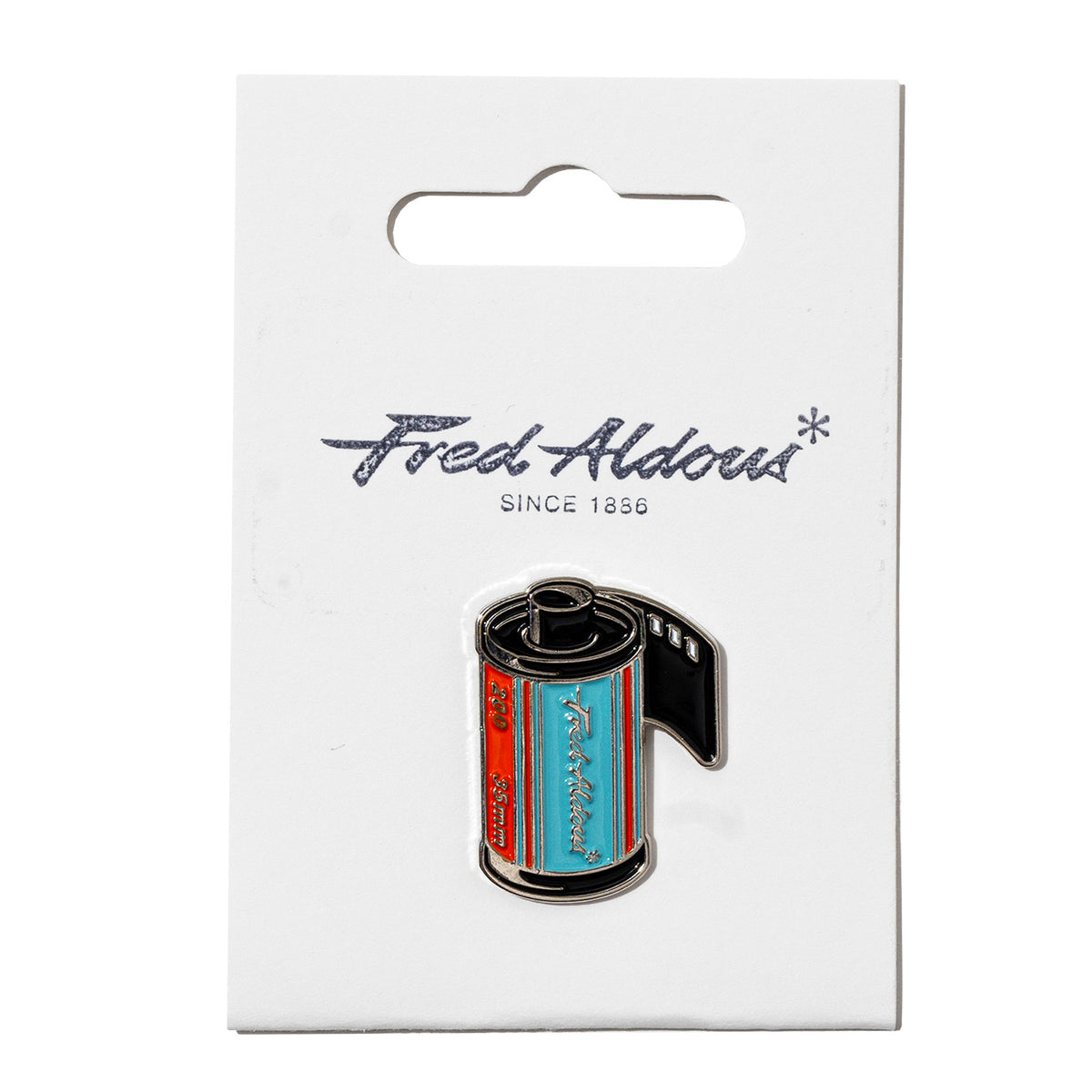 Fred Aldous Film Pin Badge Turquoise & Orange