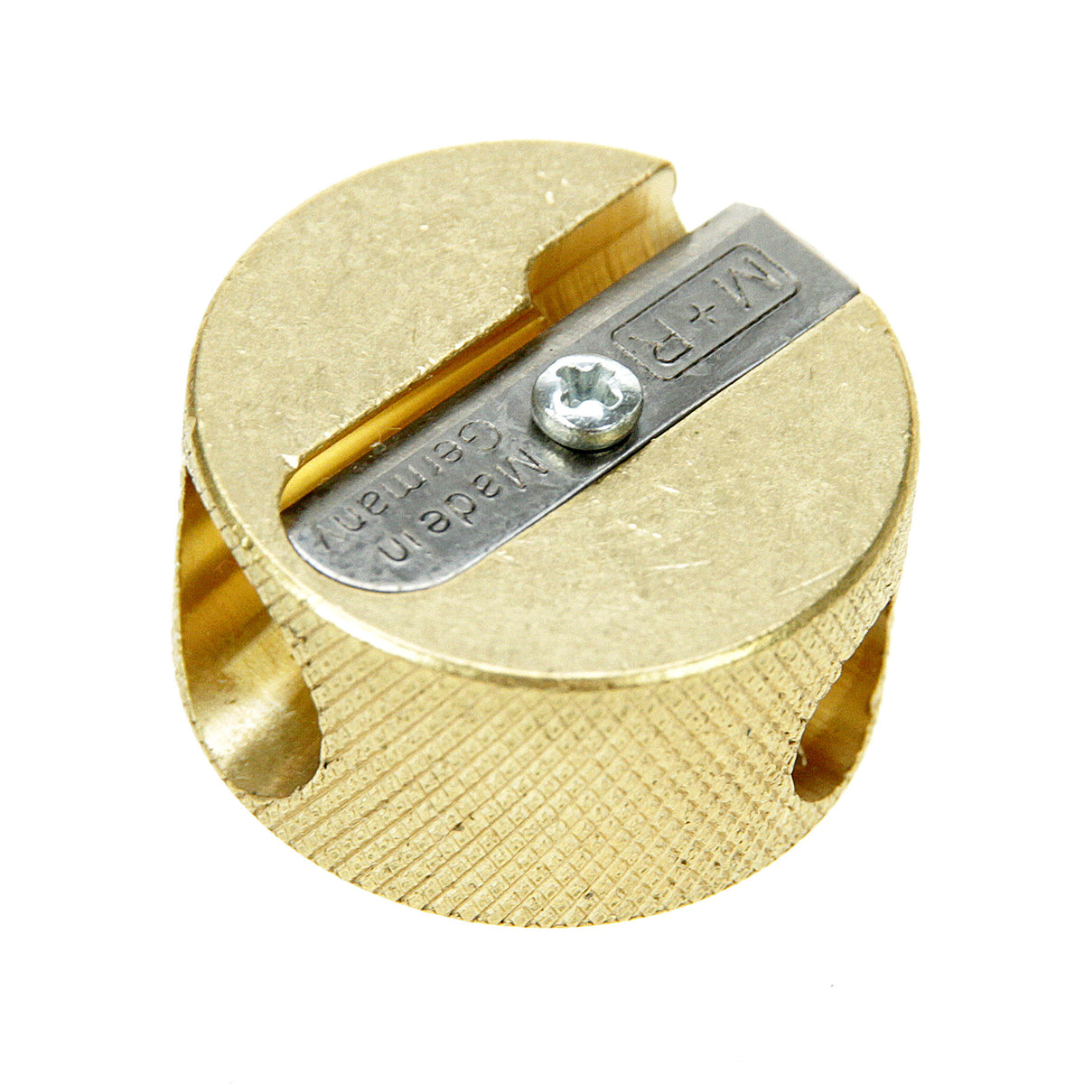 M+R Professional Solid Brass Circular Double Hole Sharpener — Fred Aldous