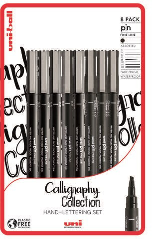 Uni PIN 8pc Blister Calligraphy PFP — Fred Aldous