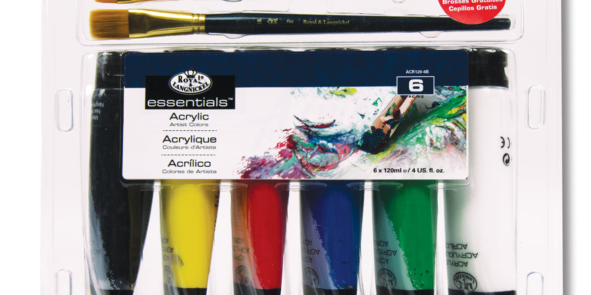 Essentials Acrylic 120ml Set of 6 with Brushes — Fred Aldous